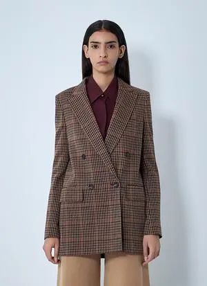 Max Mara Check Double-breasted Blazer - Brown