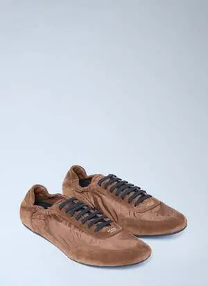 Prada Collapse Re-nylon And Suede Sneakers - Brown