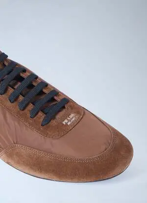 Prada Collapse Re-nylon And Suede Sneakers - Brown