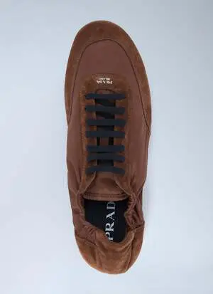 Prada Collapse Re-nylon And Suede Sneakers - Brown