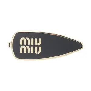 Miu Miu Logo Enameled Hair Clip - Black