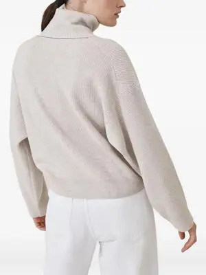 Brunello Cucinelli Cashmere Blend English Ribbed Turtleneck Sweater - Gray