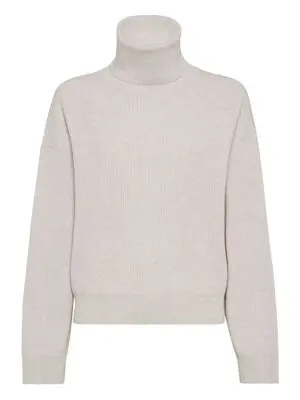Brunello Cucinelli BRUNELLO CUCINELLI Cashmere Blend Turtleneck Sweater Gray
