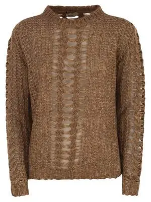 Herno Crew Neck Knitted Jumper - Brown