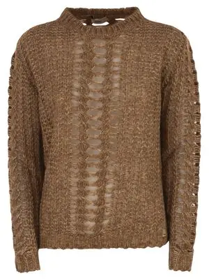 Herno Crew Neck Knitted Jumper - Brown