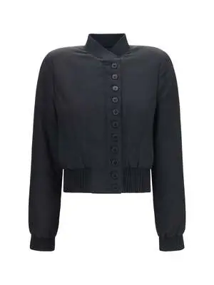Alexander McQueen Buttoned Bomber Jacket With Visible Stitching - Black