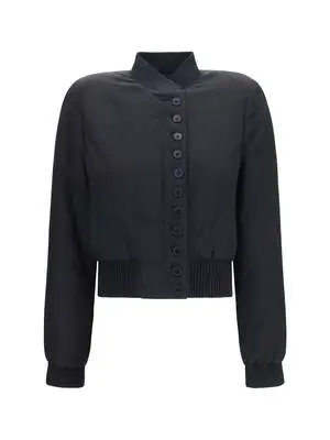 Alexander McQueen Visible Stitching Buttoned Bomber Jacket - Black