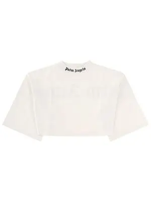 Palm Angels T-shirt Cropped Con Logo - White