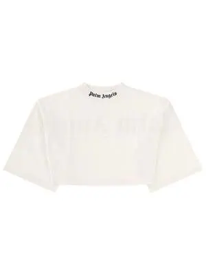 Palm Angels T-shirt Cropped Con Logo - White