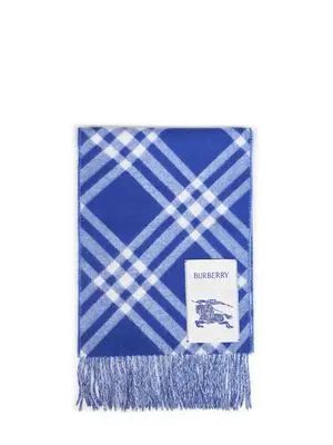 Burberry Knight Blue Double-face Check Cashmere Scarf - Multicolor