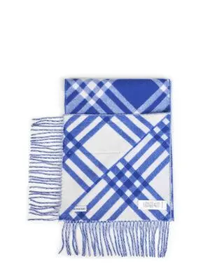 Burberry Knight Blue Double-face Check Cashmere Scarf