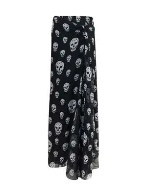 Alexander McQueen Draped Long Skull Skirt