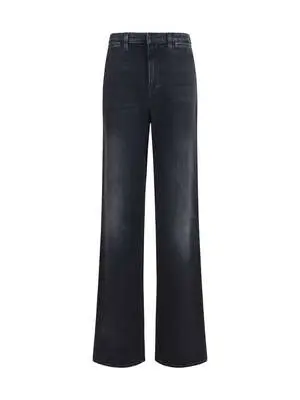 Gucci Stretch Cotton Jeans With Web Stripe - Black