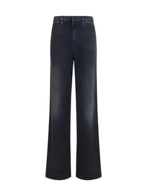 Gucci Stretch Cotton Jeans With Web Stripe - Black