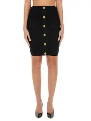 Balmain Vichy Knit Skirt - Black