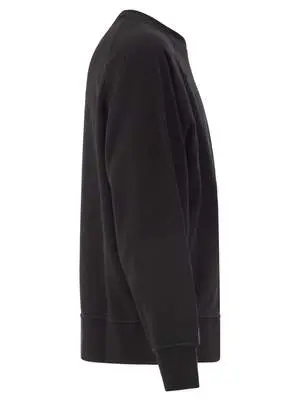 Stone Island Cotton Crew Neck Sweatshirt With Compass Badge - Black