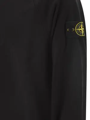 Stone Island Cotton Crew Neck Sweatshirt With Compass Badge - Black