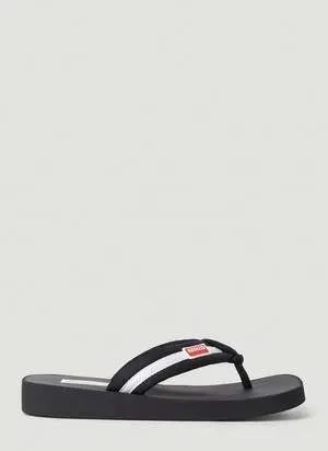 Kenzo Logo Patch Flip Flops - Black
