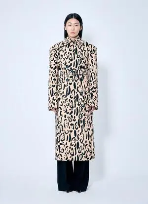 Sportmax Animal-print Trench Coat - Cream
