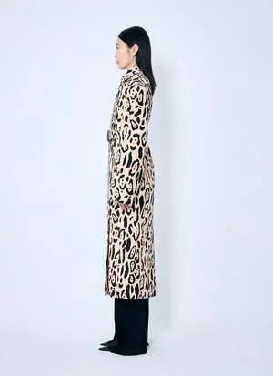 Sportmax Animal-print Trench Coat - Cream