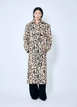 Sportmax Animal-print Trench Coat - Cream
