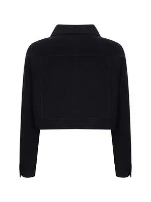 Max Mara Navy Blue Double Jersey Mxmpoggio Cropped Jacket