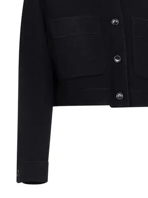 Max Mara Navy Blue Double Jersey Mxmpoggio Cropped Jacket