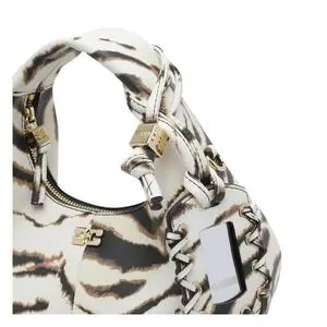 GANNI Mini Logo Zebra Hobo Bag