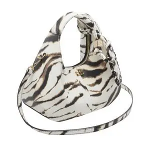 GANNI Mini Logo Zebra Hobo Bag