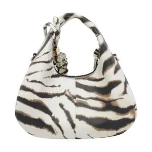 GANNI Mini Logo Zebra Hobo Bag