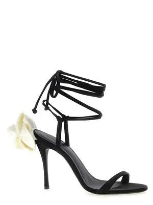 Magda Butrym Satin Sandals With 3d Floral Appliqués - Multicolor