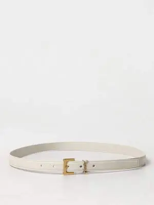 Saint Laurent Cassandre Leather Belt - Cream