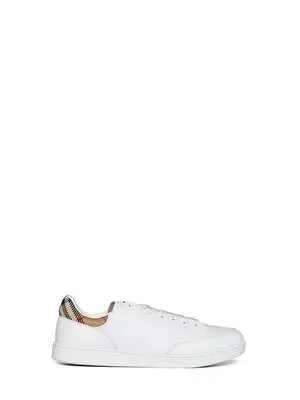 Burberry White Smooth Leather Set Sneakers With Check Insert - Multicolor