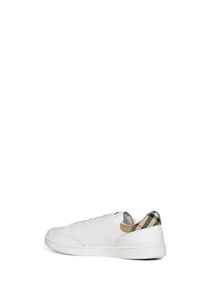 Burberry White Smooth Leather Set Sneakers With Check Insert