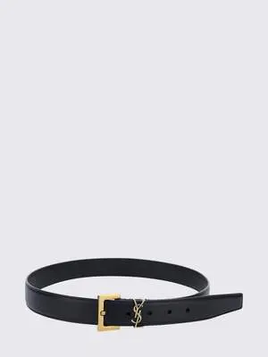 Saint Laurent Cassandre Leather Belt - Black