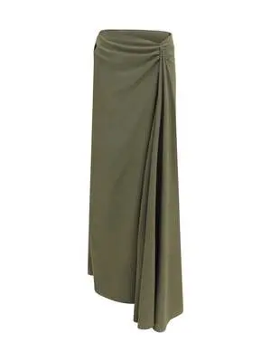Alexander McQueen Draped Long Skirt - Green