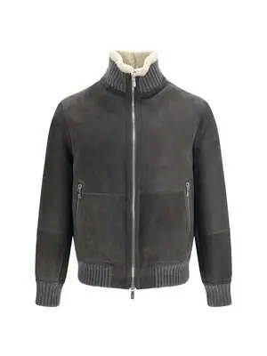 Brunello Cucinelli Brunello Cucinelli Men Shearling Jacket With Zip And High Neck Gray