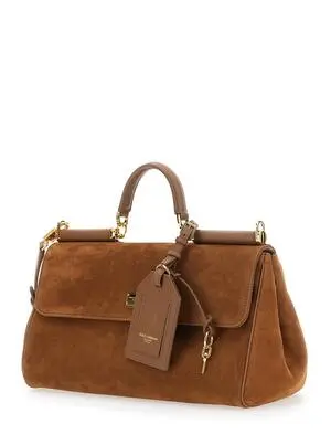 Dolce & Gabbana My Sicily Suede Top Handle Bag - Cream