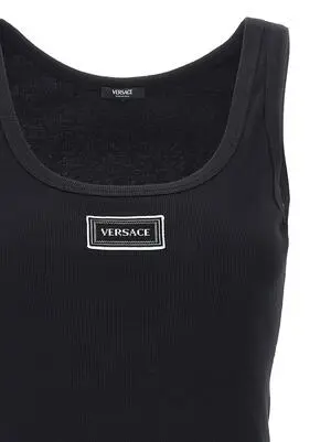 Versace 90s Vintage Logo Tank Top - Black