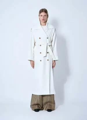 Max Mara Water-repellent Gabardine Trench Coat - White