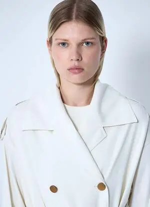 Max Mara Water-repellent Gabardine Trench Coat - White