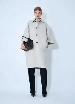 Bottega Veneta Silk And Cotton Blend Coat - Gray