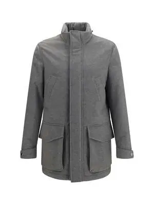 Brunello Cucinelli Cashmere Jacket With Zip And Buttons - Gray