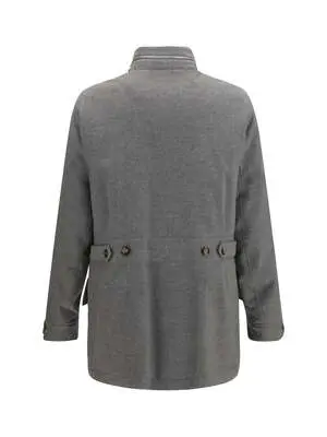 Brunello Cucinelli Cashmere Jacket With Zip And Buttons - Gray