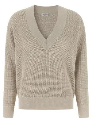 Brunello Cucinelli Openwork Sweater - Cream