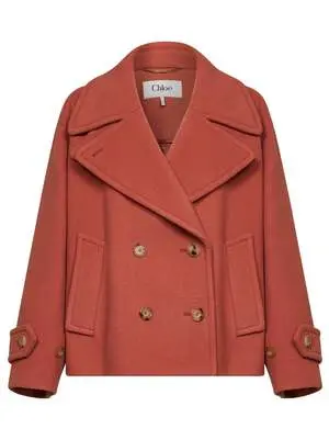 Chloé Cedar Pink Wool Blend Oversized Short Coat - Multicolor