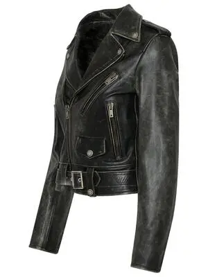 GOLDEN GOOSE Slim Fit Leather Biker Jacket