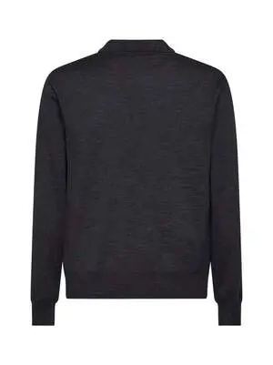 Valentino Garavani Dark Grey Wool Polo Shirt With Vlogo Embroidery - Multicolor