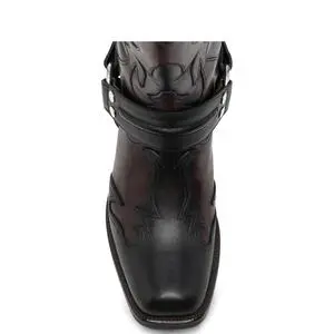 Versace Leather Harness Strap Low Block Heel Shoes - Black