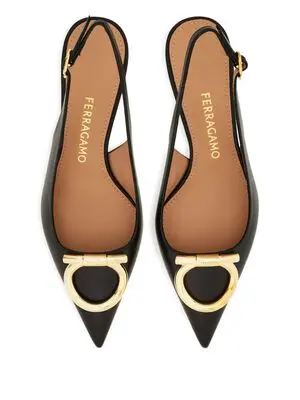 FERRAGAMO Gancini Leather Slingback Pumps